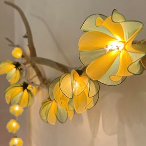 Yellow Lotus With Leaf String Lights for Patio , Wedding , Party and ...