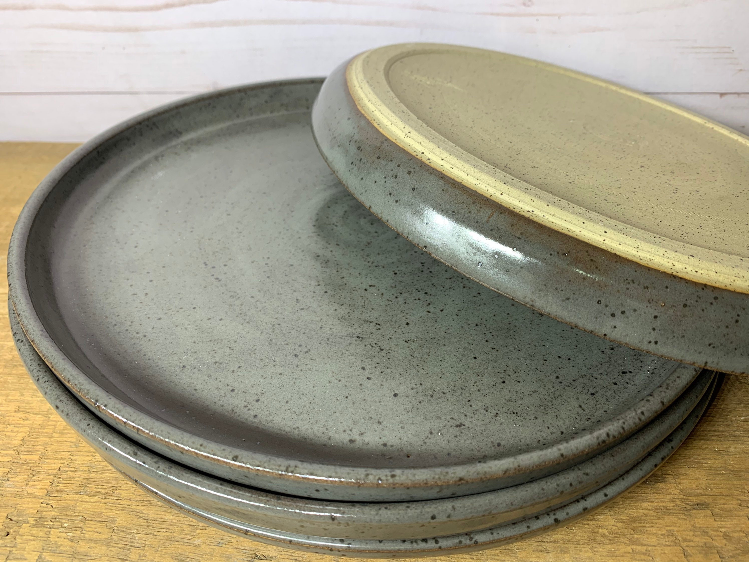 Made to Order Set of Four Speckled Grey Dinner Plates - Etsy