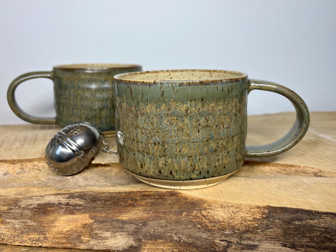 Pair of 12 Ounce Handmade ‘birch and Moss’ Stackable Mugs - Etsy