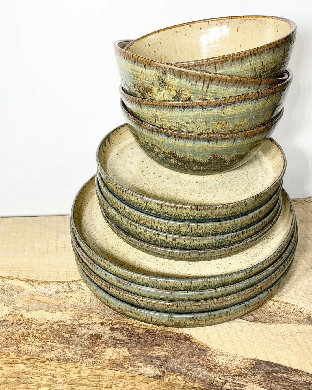 Made to Order 12 Piece ‘moss and Birchbark’ Dinnerware Collection - Etsy