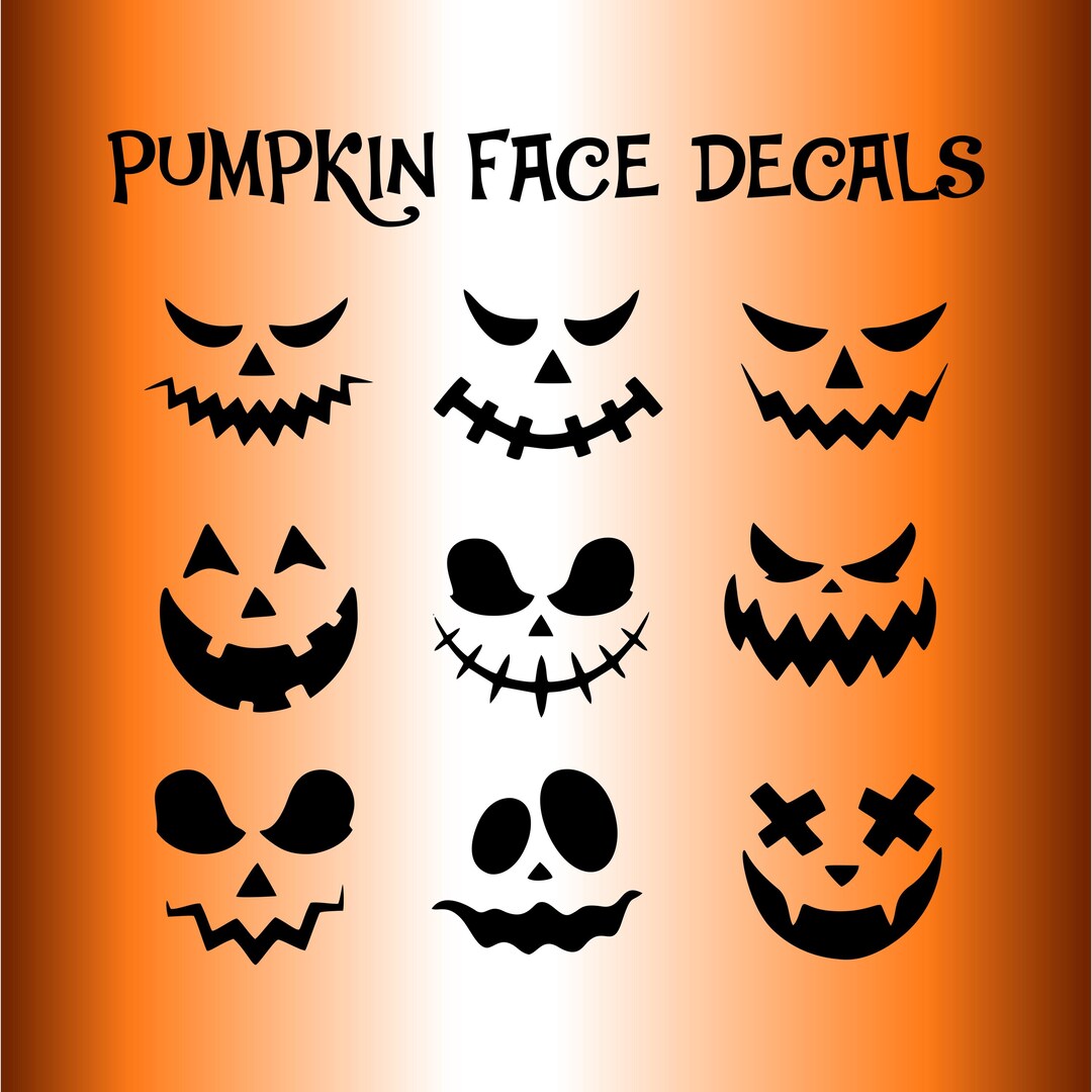 Pumpkin Faces Decal Sticker - Spooky Faces - Halloween Sticker ...