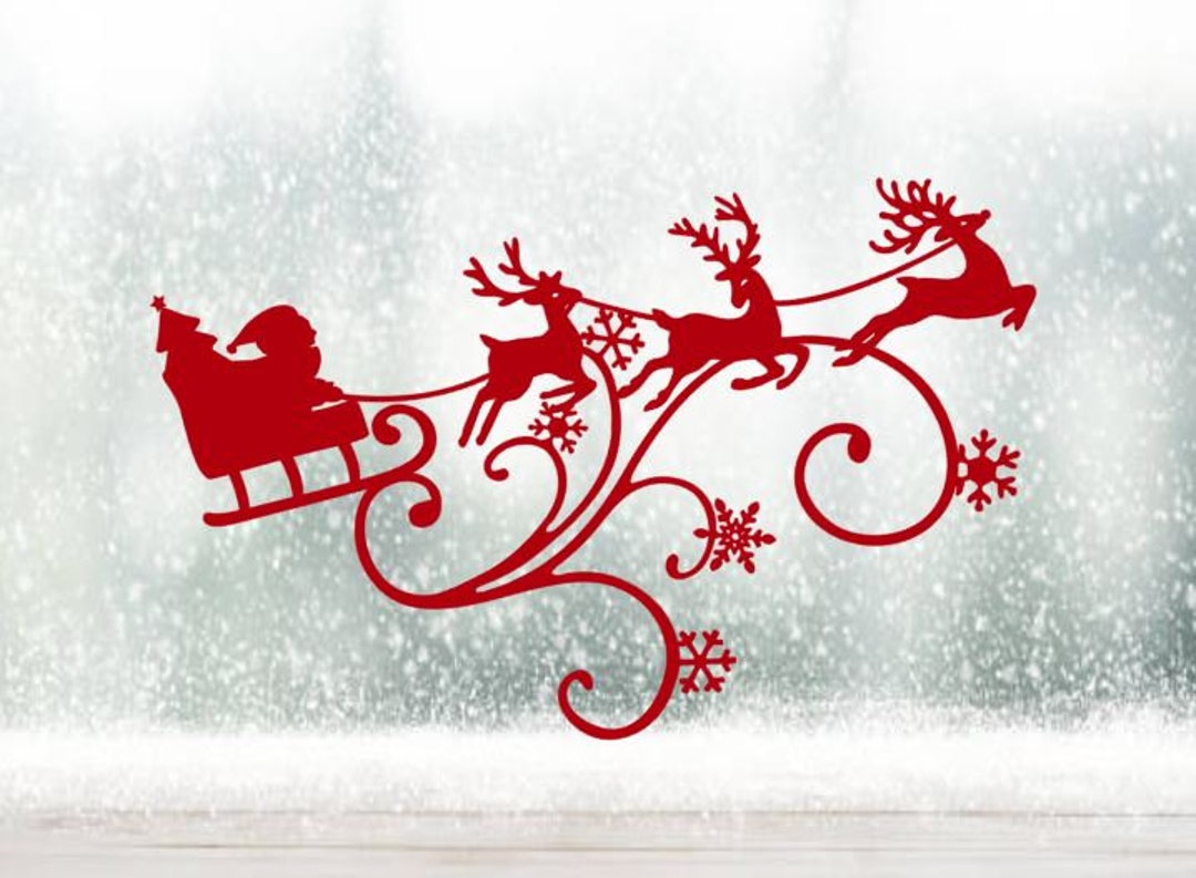 Santa Reindeer Sleigh Decal Sign Decal Christmas Decal - Etsy