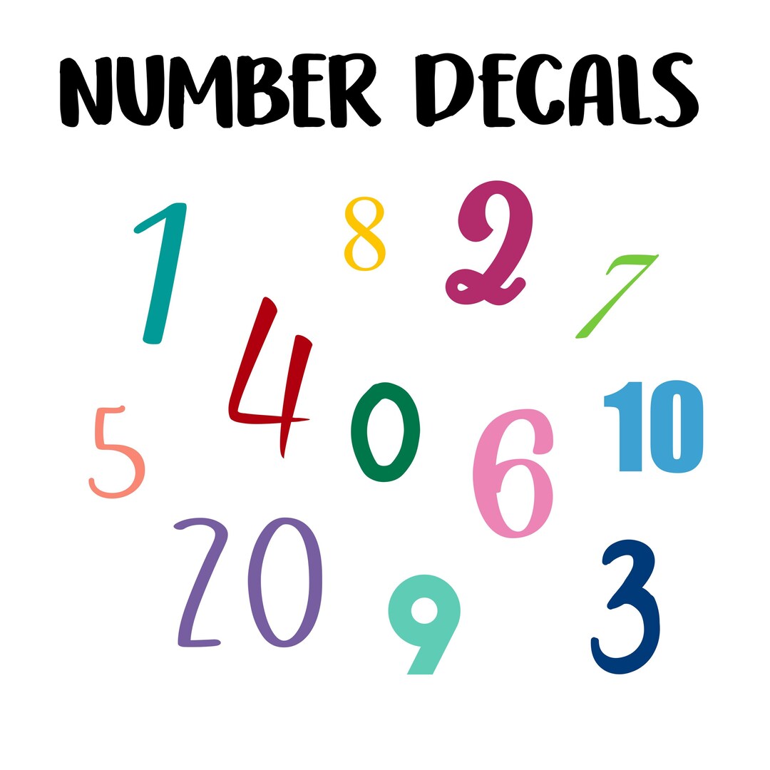 Number Decals - Number Vinyl Sticker - Vinyl Decals - One Number Decal ...