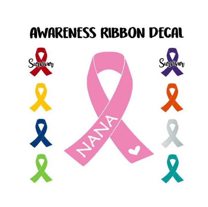 Awareness Ribbon Decal Cancer Ribbon Disease Ribbon | Etsy