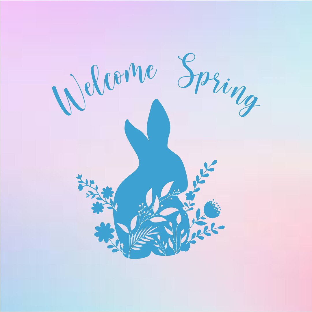 Welcome Spring Decal Easter Bunny Bunny Flowers Vinyl Decal Easter ...