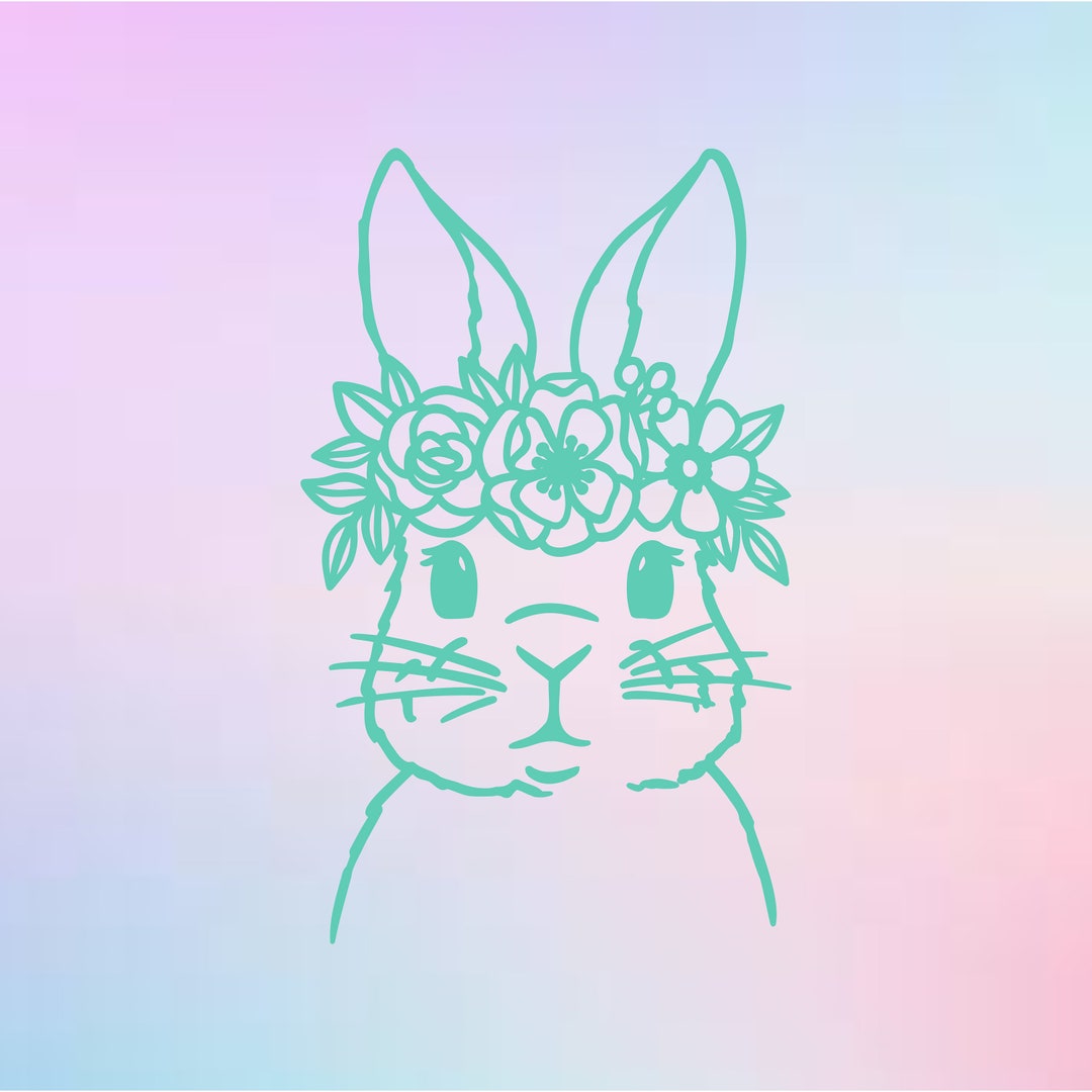 Easter Bunny Decal - Easter Bunny Flowers- Vinyl Decal - Easter Decal ...