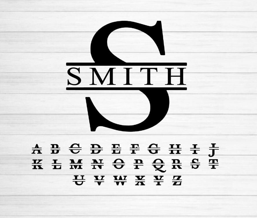 Monogram Name split Monogram Vinyl Decal Wedding Decal - Etsy