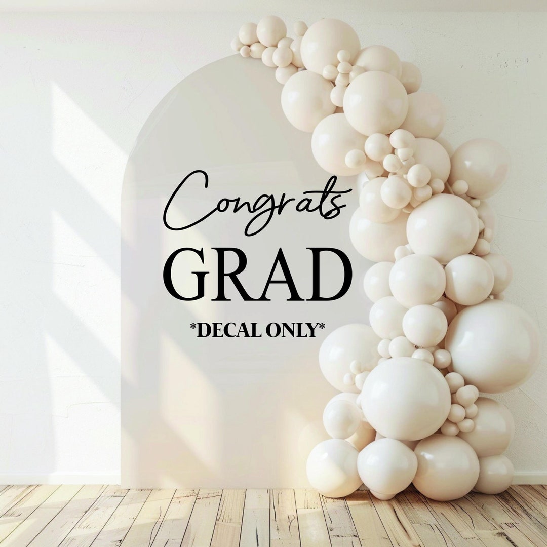Congrats Grad Backdrop Decal - Graduation Backdrop Decal - Sticker ...