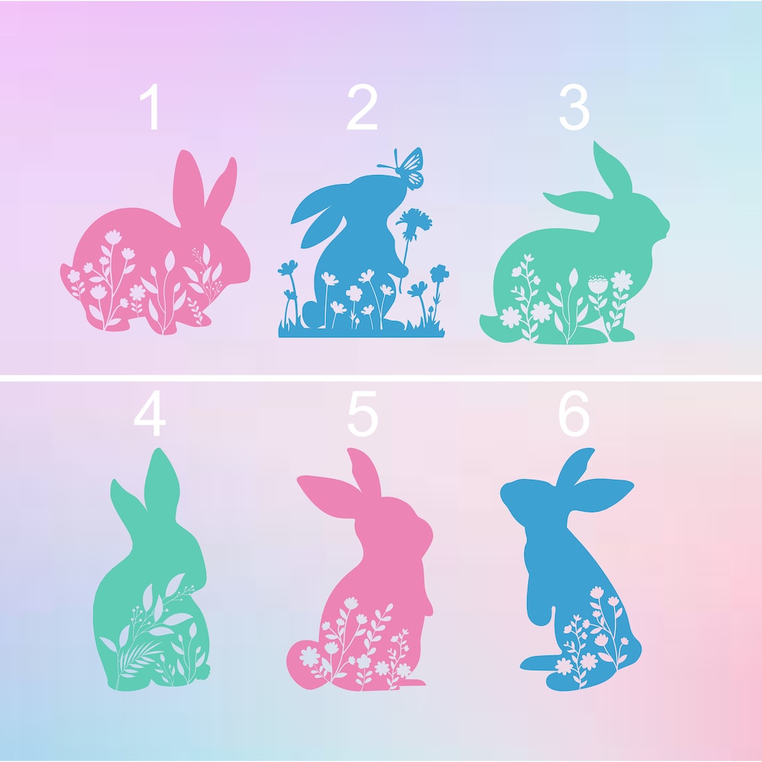 Easter Bunny Decal Bunny Flowers Vinyl Decal Easter Decal Sticker ...
