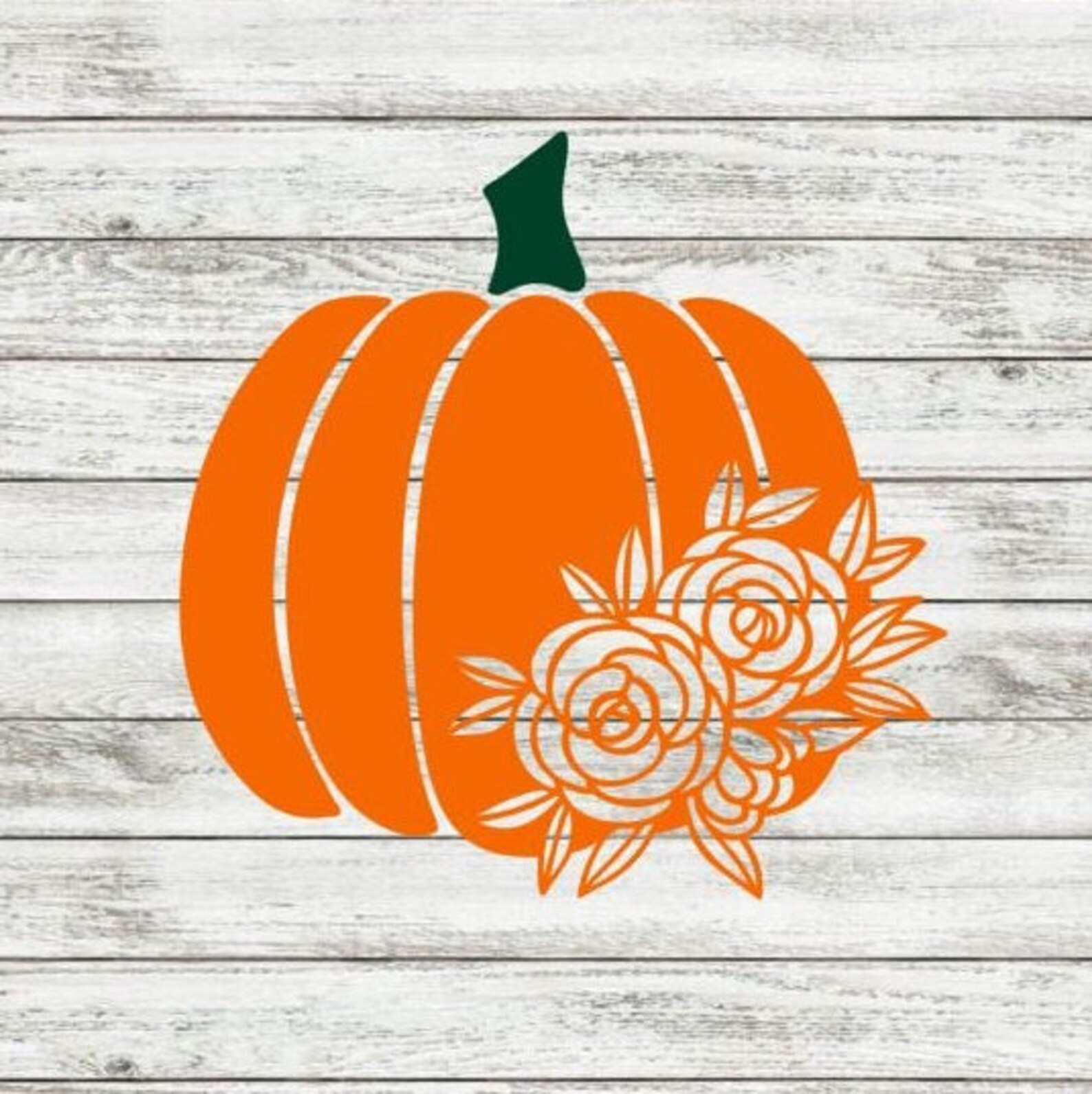 Pumpkin With Flowers Vinyl Decal Pumpkin Vinyl Decal | Etsy