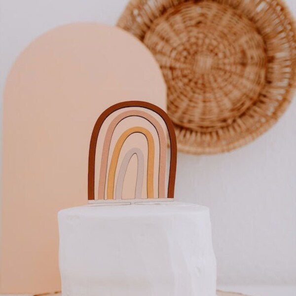 Boho Rainbow Cake Topper Svg - Etsy