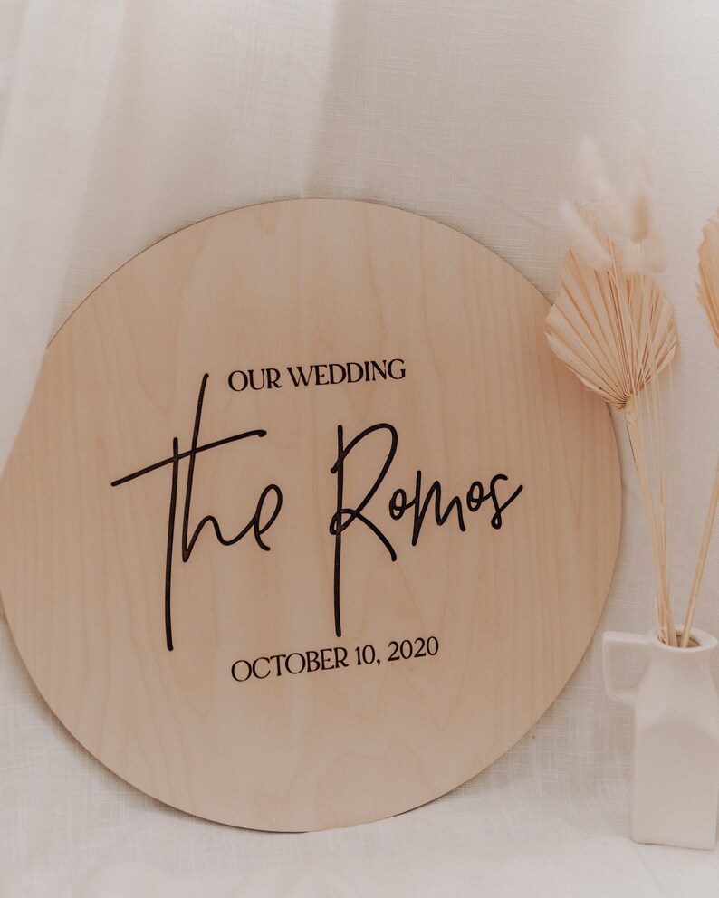 Last Name Wedding Sign Engraved on Wood | Etsy