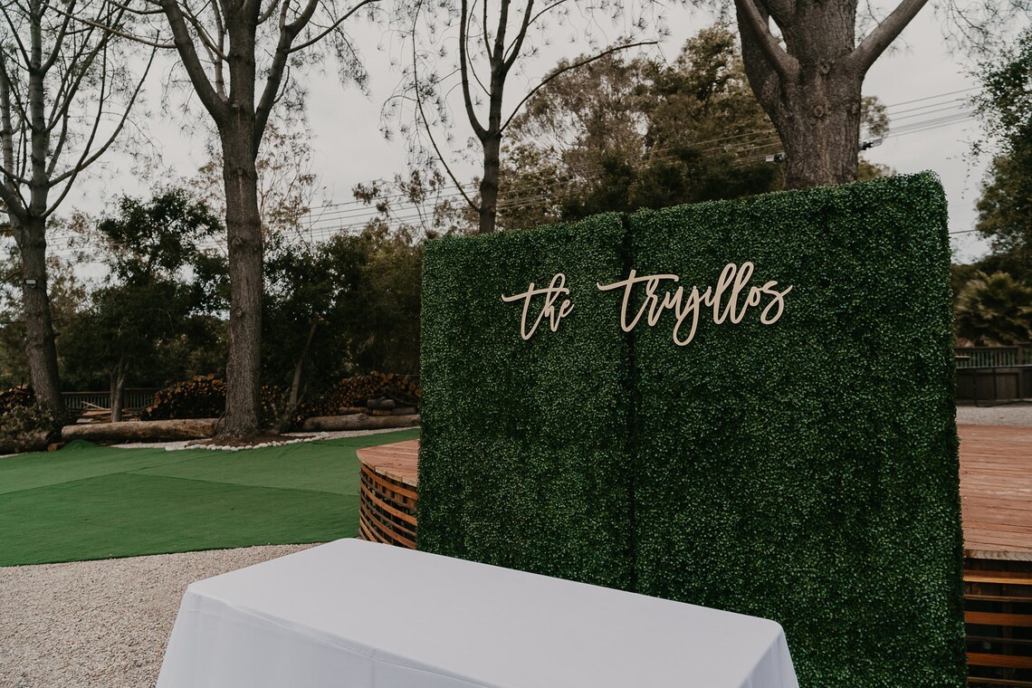 Wedding Last Name Sign - Backdrop Decor, Hedge Backdrop Sign, Large ...