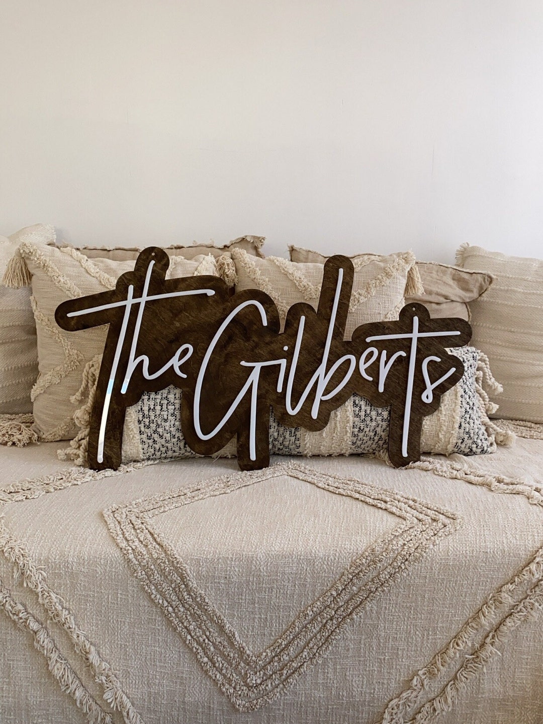 Custom Last Name Sign - Double Layer Style Wood or Acrylic in Various ...