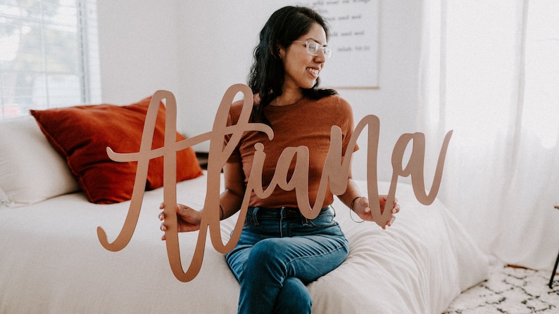 Cursive Wooden Name Sign | Etsy