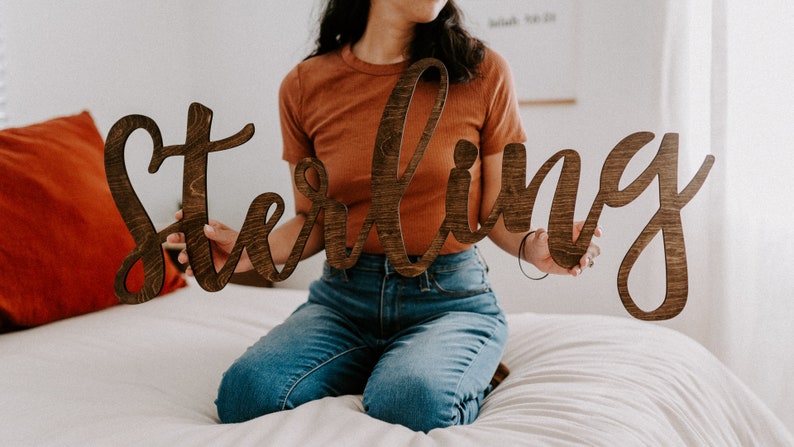 Cursive Wooden Name Sign | Etsy