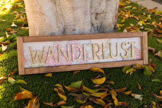 Items similar to WANDERLUST map sign // map wall decor // map wood sign ...