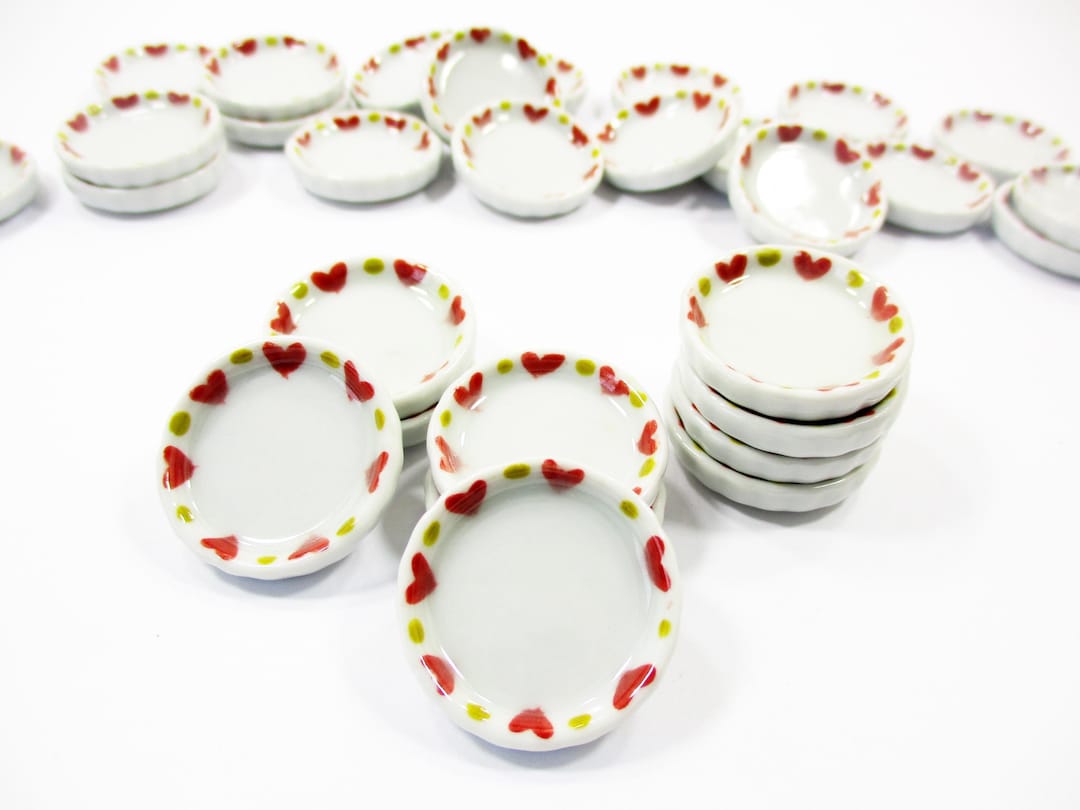 25 Mm 10 Pan Tray Plate Dollhouse Miniature Ceramic Food Kitchen Supply ...