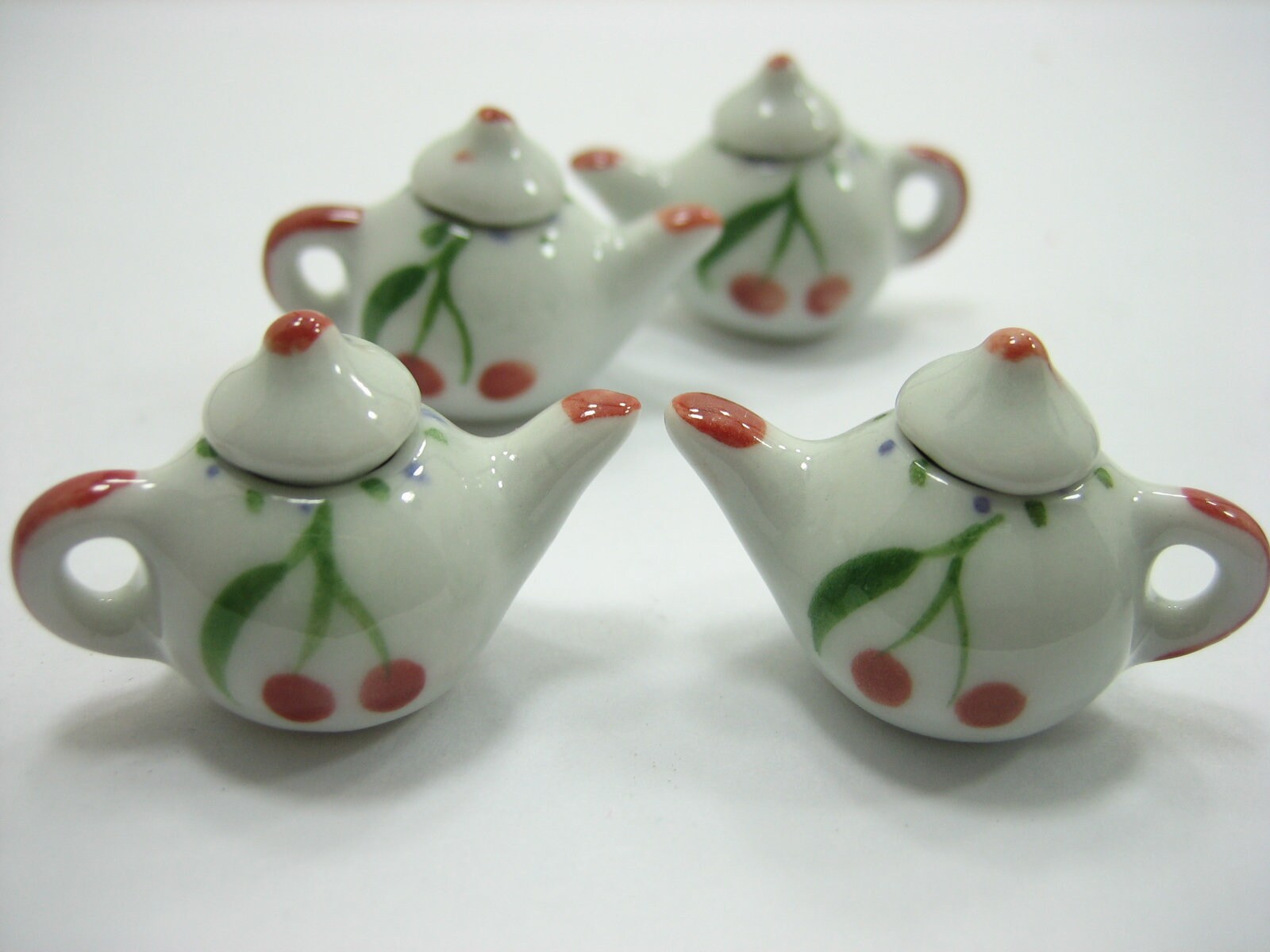 Set 4 Coffee Pot Teapot Cherry Paint Dollhouse Miniature | Etsy