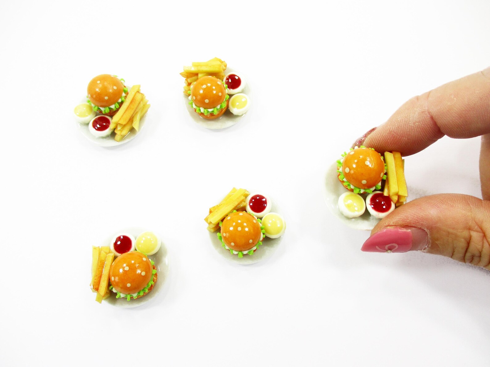 Dollhouse Miniatures Fast Food 5 Chicken Burgers French Fries 2.5cm ...