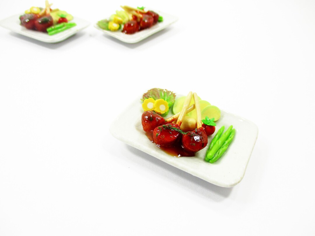 Miniature Ceramic Food 1:6 Grill Steak, Lamb Leg, Vegetables - Etsy