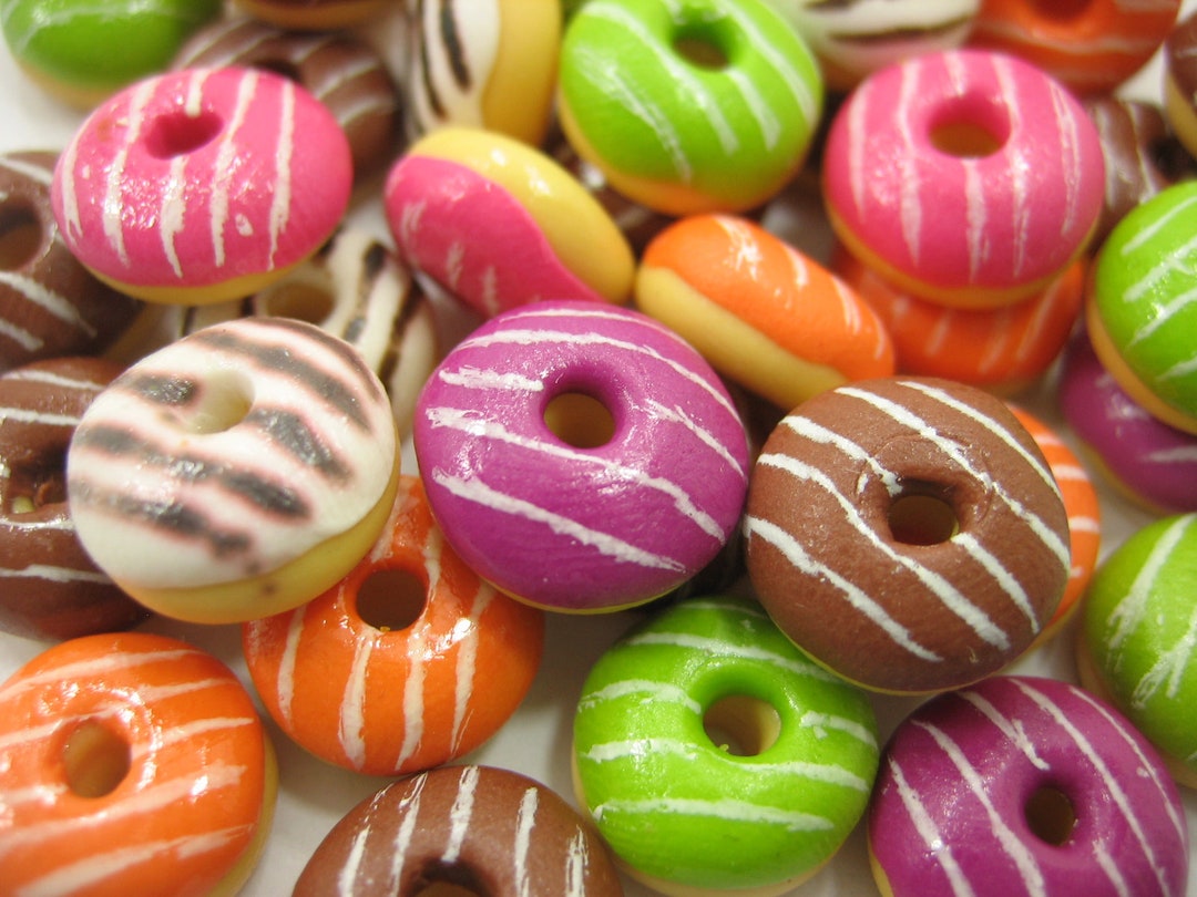 10 Striped Donut Bakery Dollhouse Miniatures Food Supply Charms 3609 - Etsy