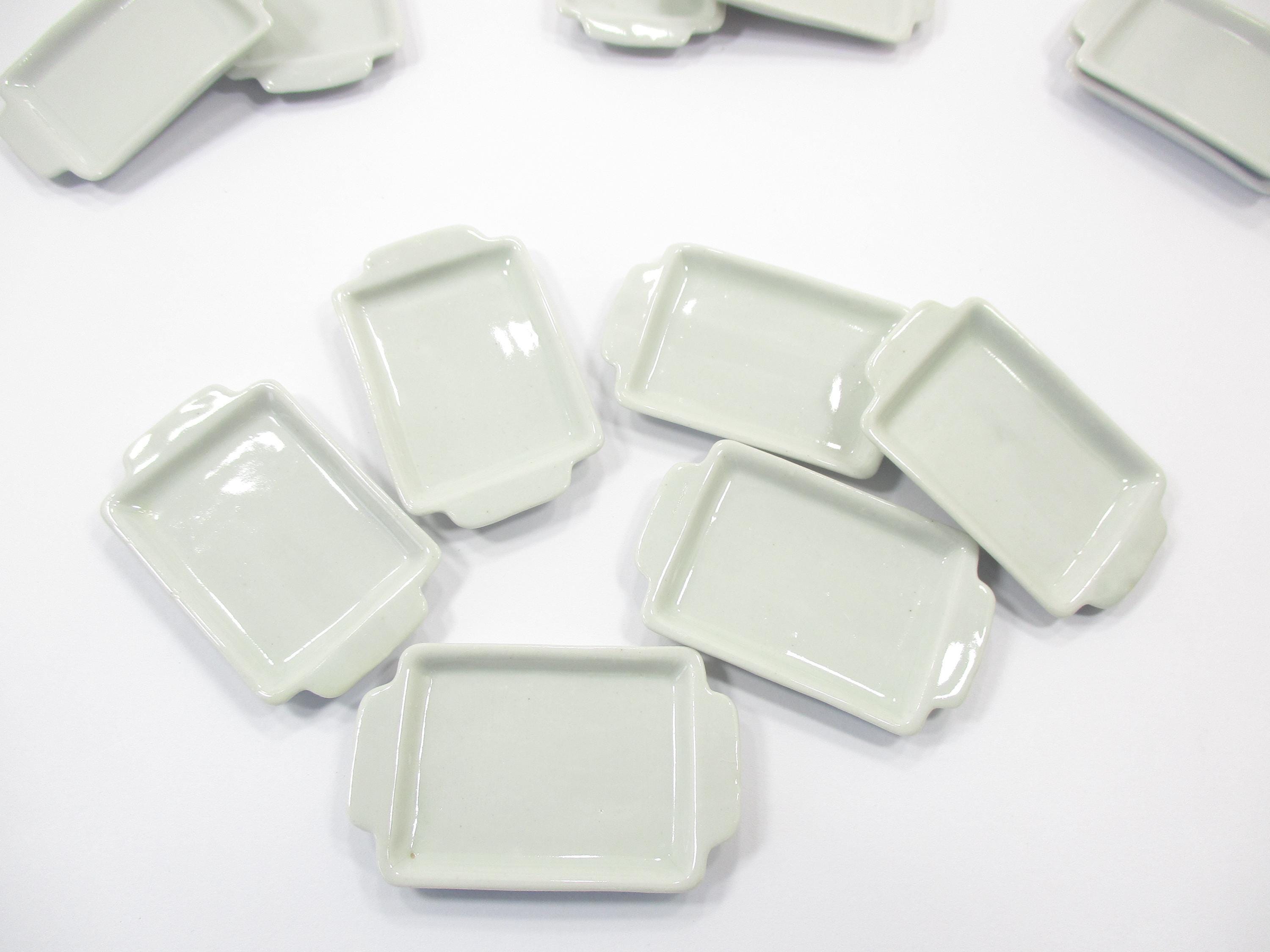 30x40 Mm Set of 6 White Baking Pan Ceramic Tray Dollhouse Miniatures ...