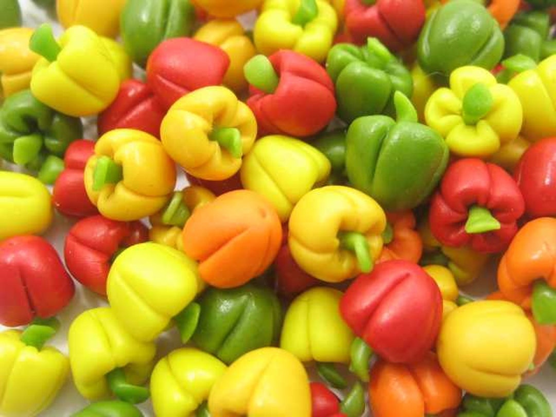 Miniature Food Accessories Lot 10 Mixed Bell Peppers Paprika Dollhouse ...