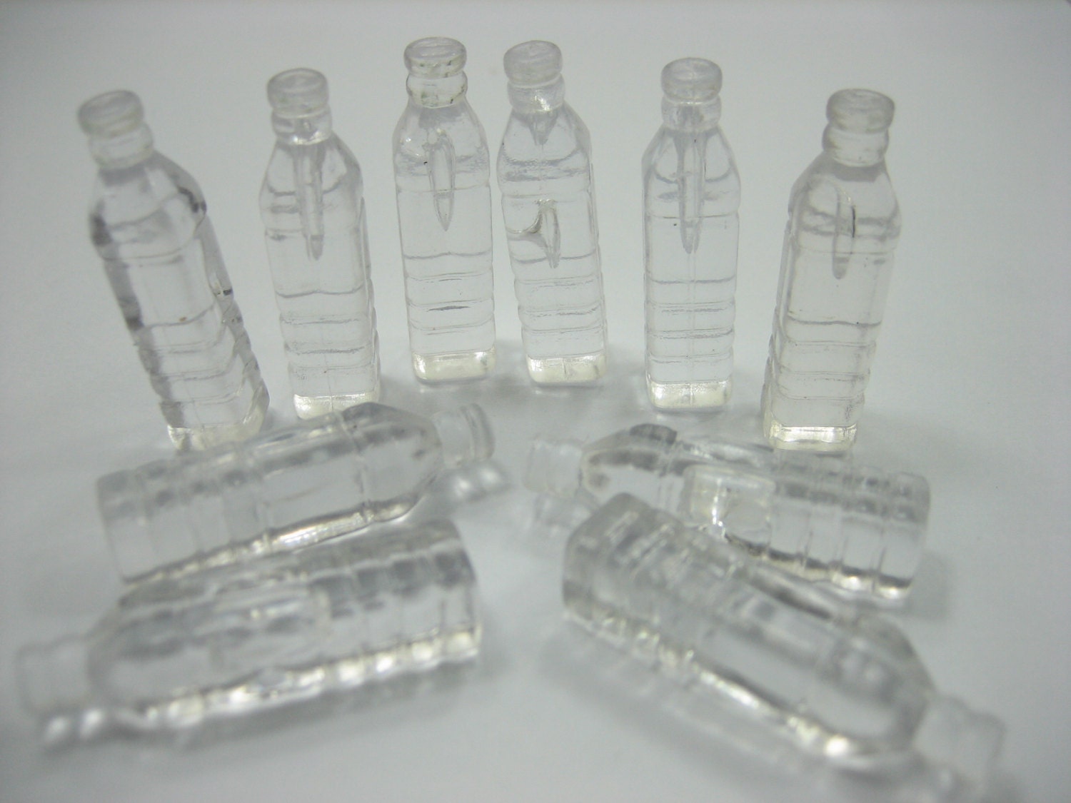 Set 10 Water Square Bottle Dollhouse Miniature Beverage | Etsy