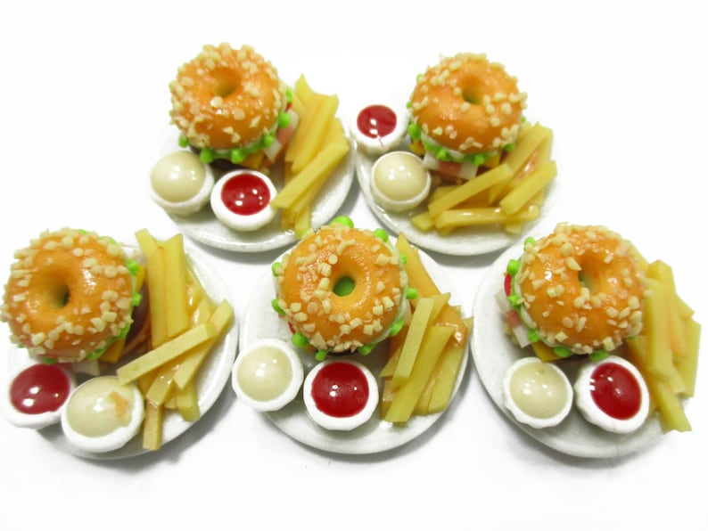 Dollhouse Miniatures Fast Food 5 Cheese Bagels French Fries - Etsy ...