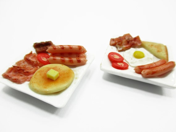 Dollhouse Miniature Food 2 Breakfast Butter Pancake on Plate | Etsy