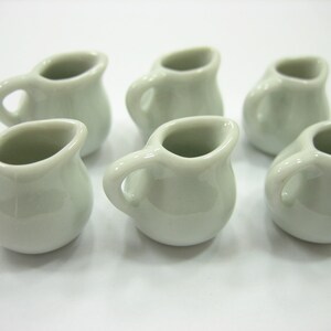 6 Mini White Water Jug Milk Jug Dollhouse Miniatures Ceramic ...
