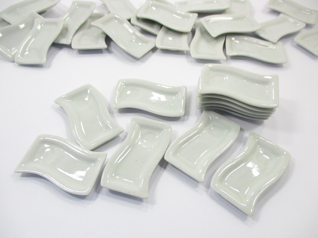 10 White Ceramic Breakfast Serving Tray Plate Dollhouse Miniatures ...