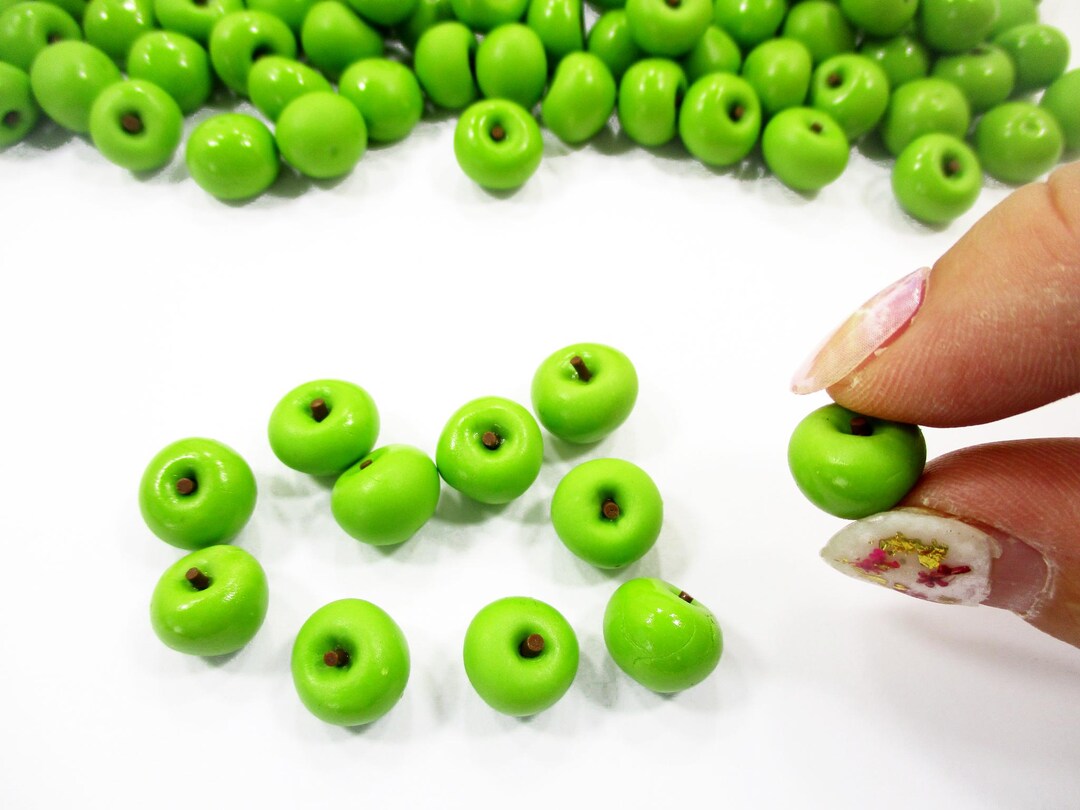 50 Miniature Green Apple Fruit Supply Mini Food Handmade Miniature Food ...