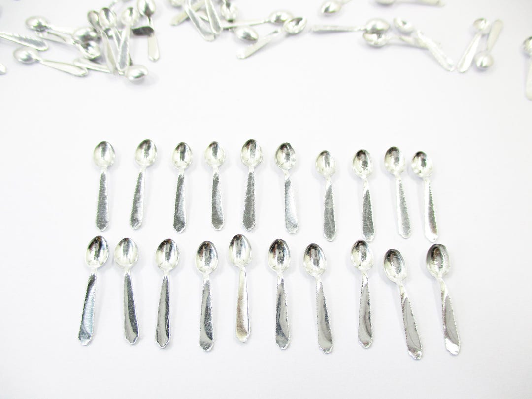 20 #L 1:12 Tiny Mini Doll Tin Spoon Diorama Setting Flatware Dollhouse ...
