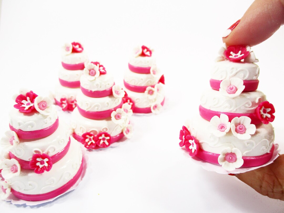 Dollhouse Wedding Cake 3 Layer Clay Miniature Party Decoration ...