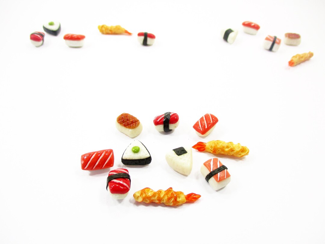 Lot 10 Miniature Clay Sushi Nigiri: 1/12 Dollhouse Japanese Food Charms ...