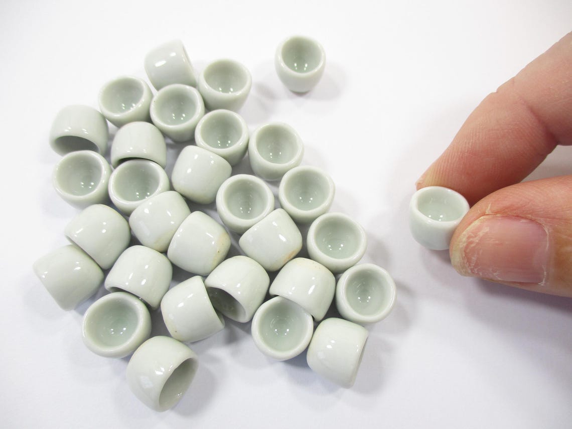 10 Mini White Tea Cup Mug Dollhouse Miniature Ceramic Beverage Supply ...