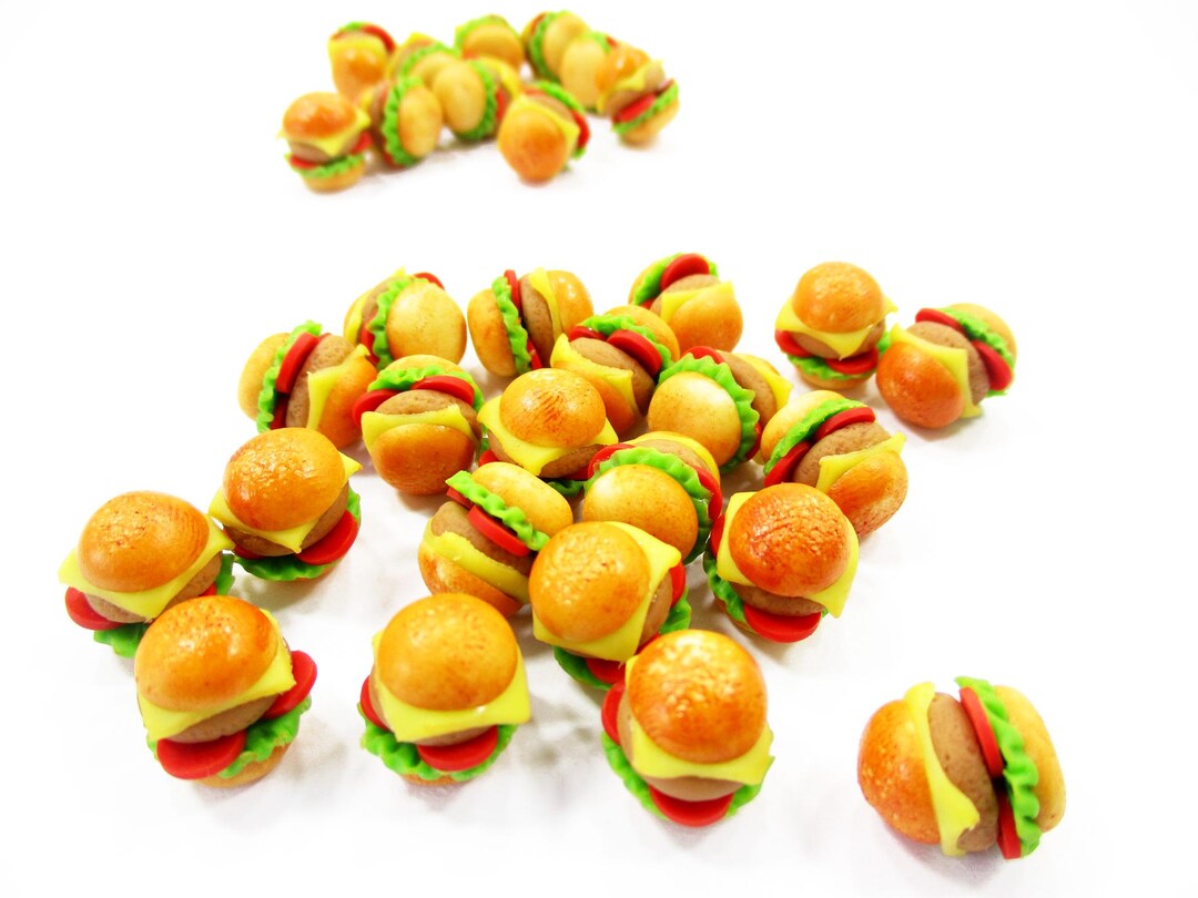 20 Miniature Hamburger Dollhouse Cheese Burger Miniature Bakery ...