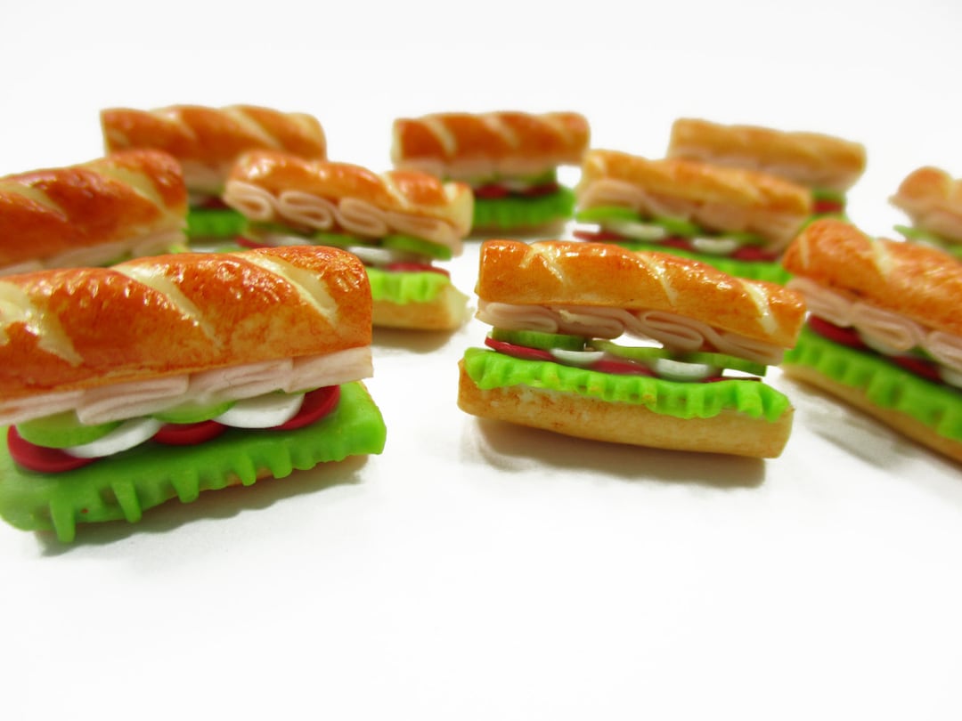 Dollhouse Miniature Food Lot 10 Loose Ham Cheese Sandwiches Bakery ...
