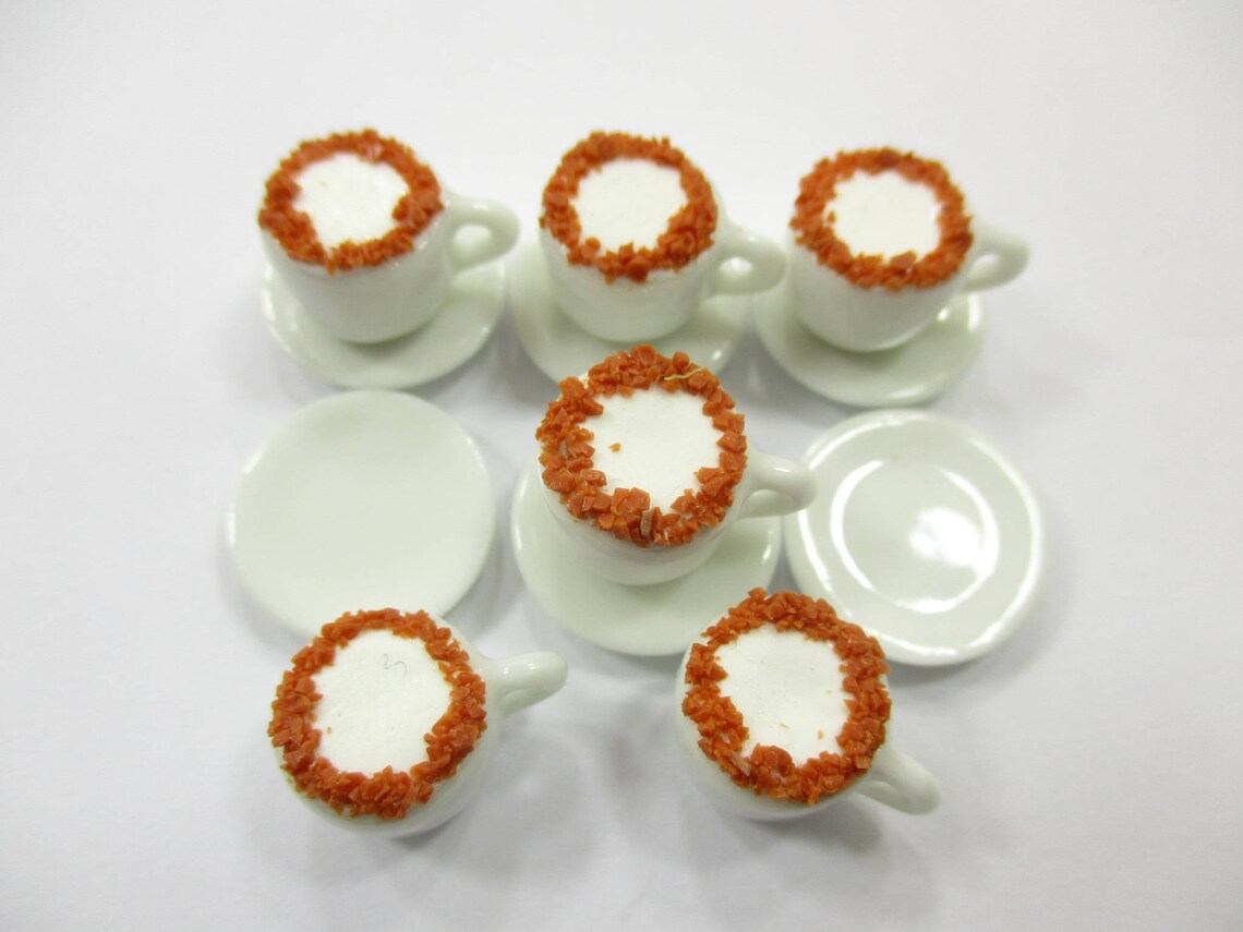 Dollhouse Miniature Drink Beverage Set 6 Coffee Ceramic Cup - Etsy