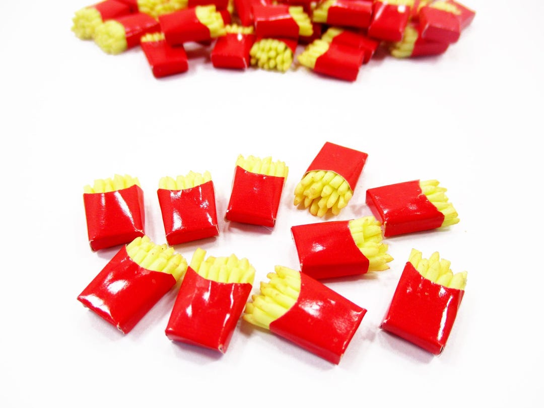 Lot 10 Clay Miniature French Fries: Dollhouse Food 1/12 Charms Jewelry ...