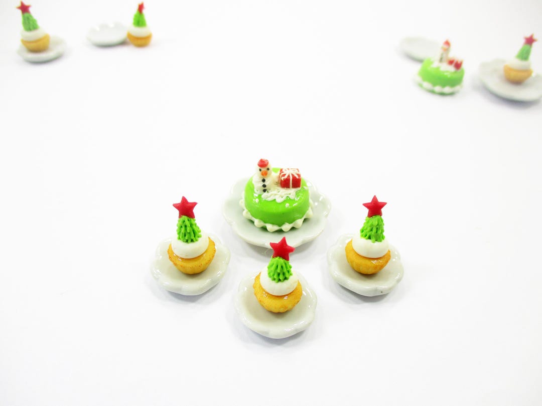 Dollhouse Miniature Food Christmas 1.5 Cm Mini Cake Cupcake Ceramic ...