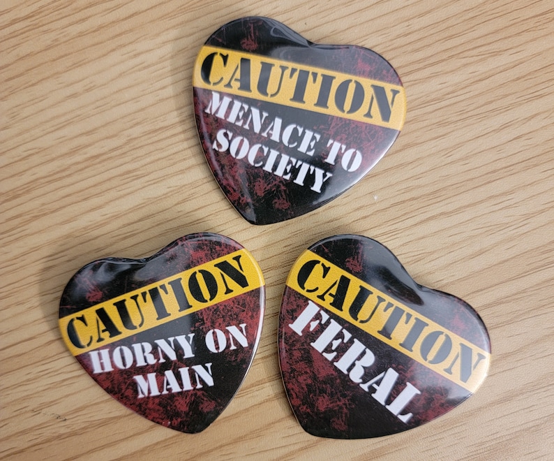 Caution Tape Heart Buttons - Etsy