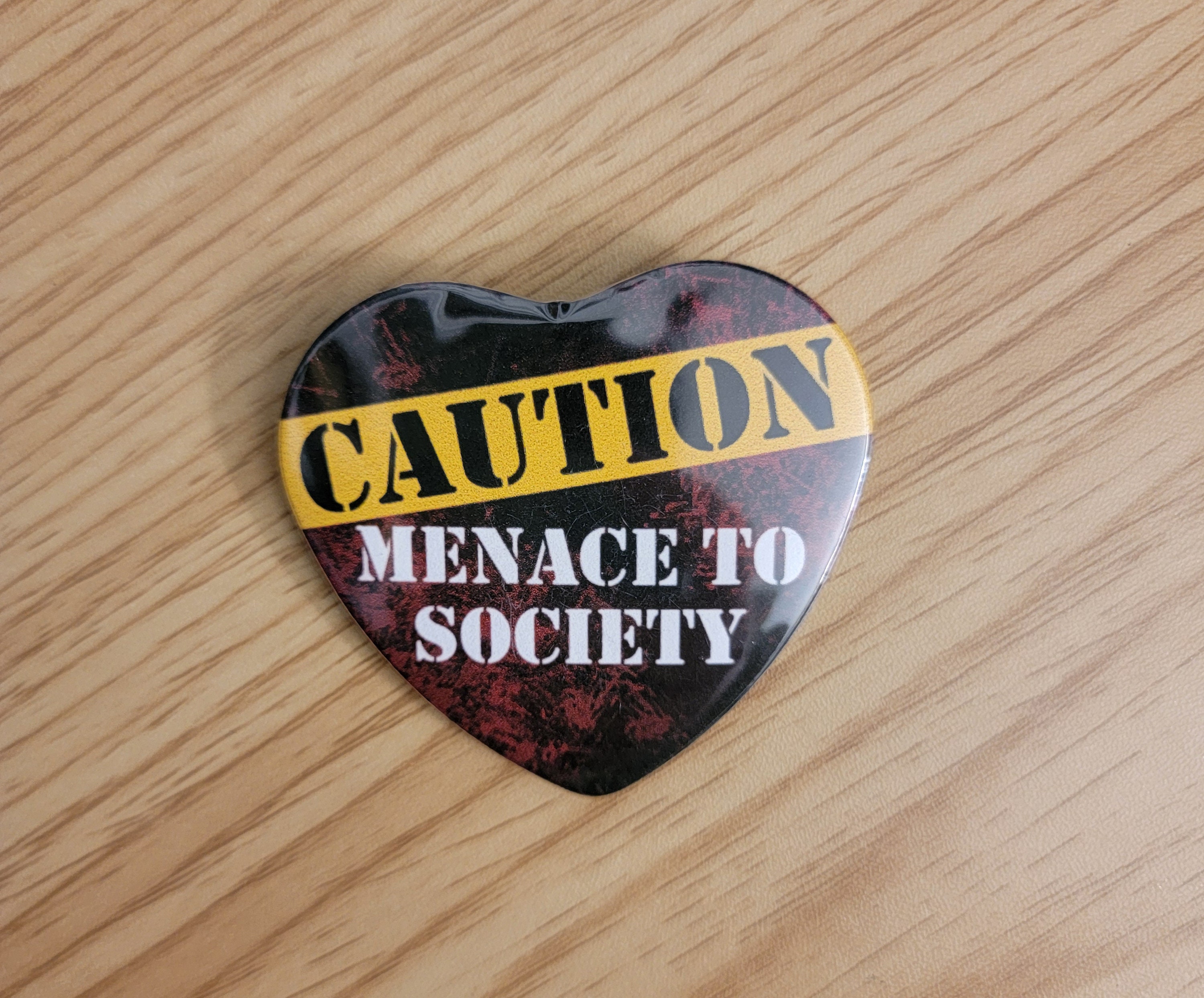 Caution Tape Heart Buttons - Etsy