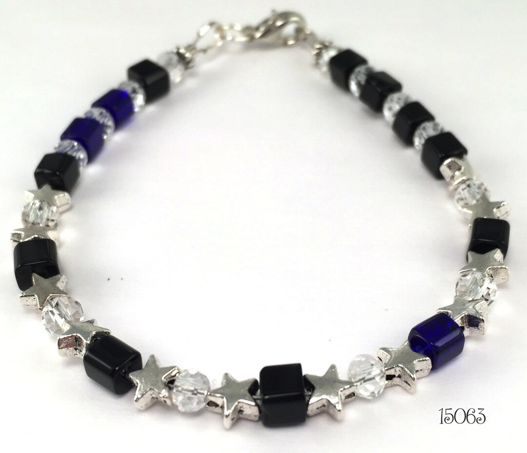 Dramatic Deep Ink Blue Glass Cubes Little Silver Tone Stars - Etsy