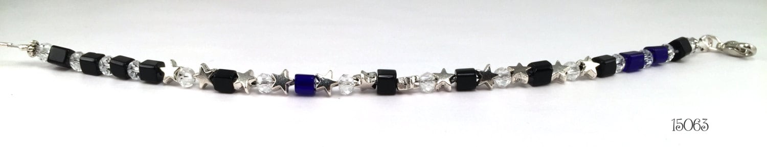 Dramatic Deep Ink Blue Glass Cubes Little Silver Tone Stars - Etsy