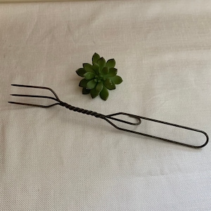 Primitive Wire Fork Vintage Long Twisted Handle Metal Meat Utensil W ...