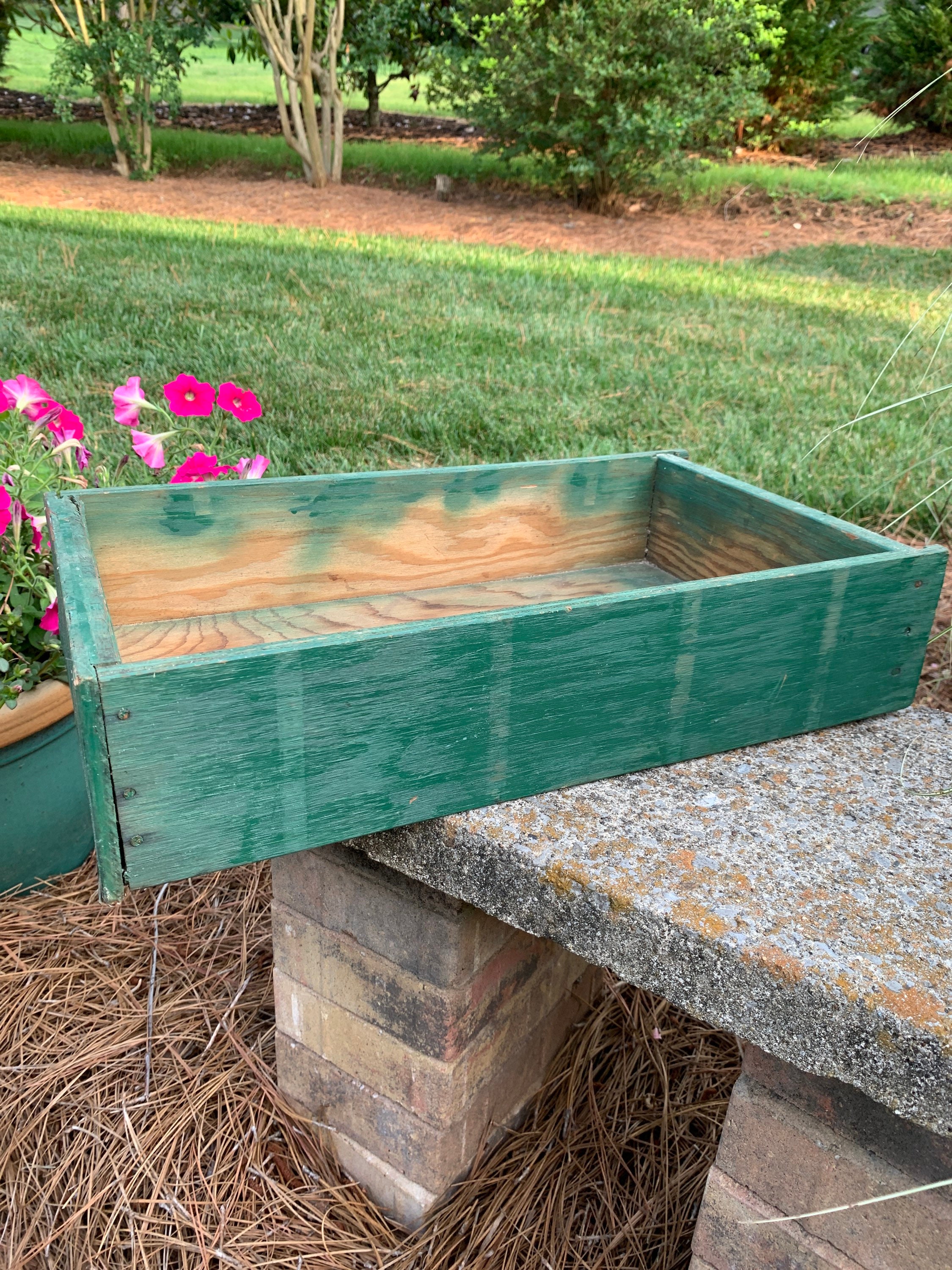 Rustic Wood Crate Vintage Green Drawer for Use as a Plant - Etsy