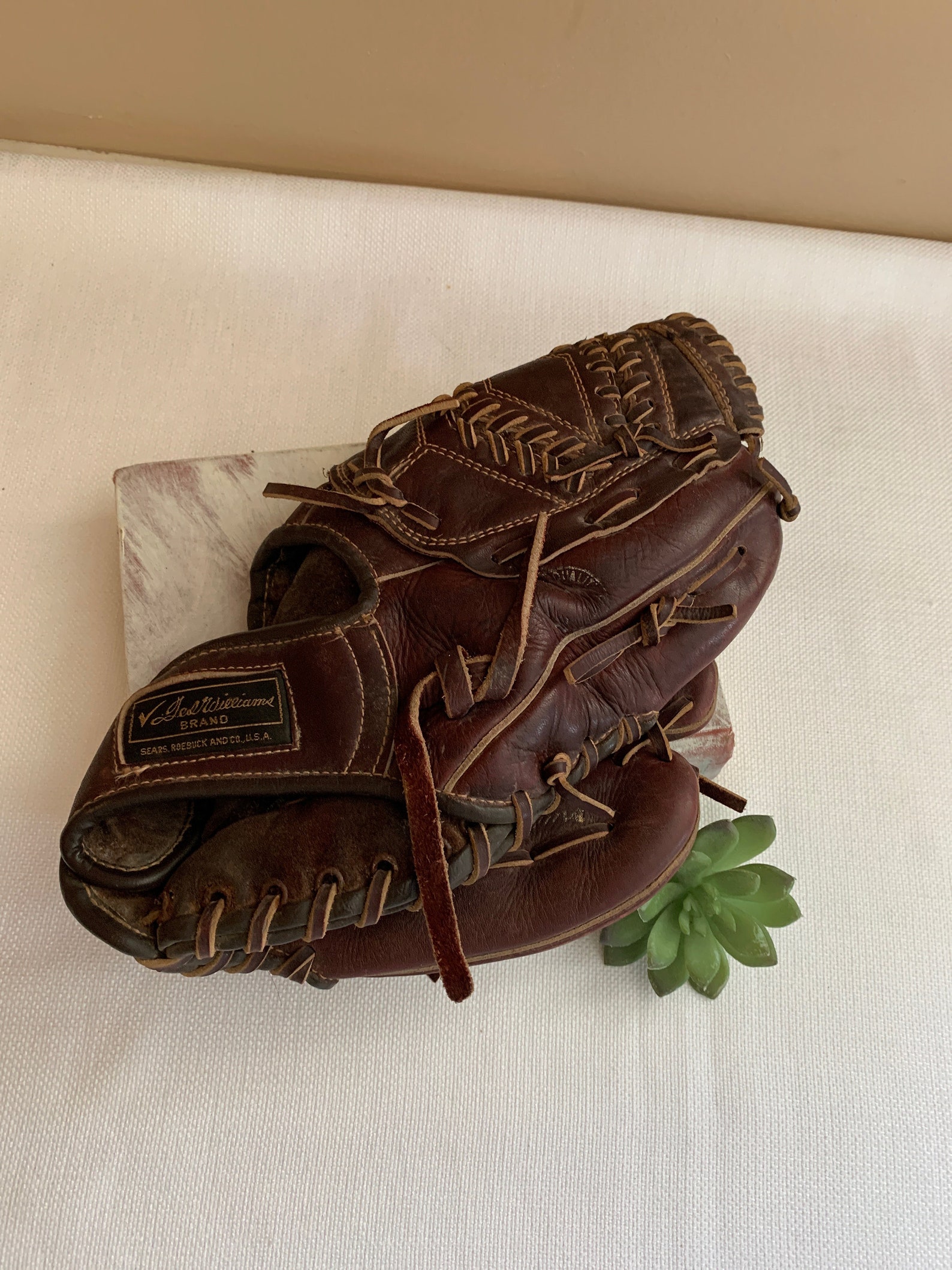 Vintage Baseball Glove Dark Brown Leather Ball Mitt Ted - Etsy